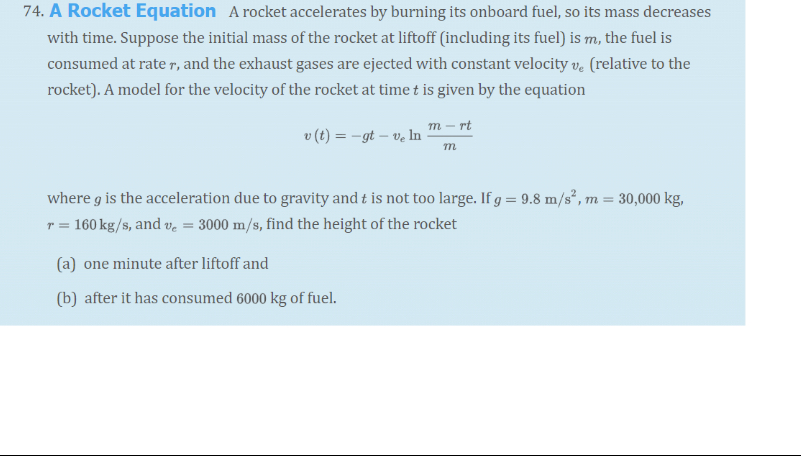 Solved A Rocket Equation A rocket accelerates by burning its | Chegg.com