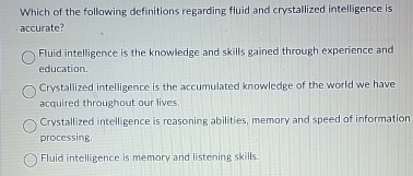 Solved Which of the following definitions regarding fluid | Chegg.com
