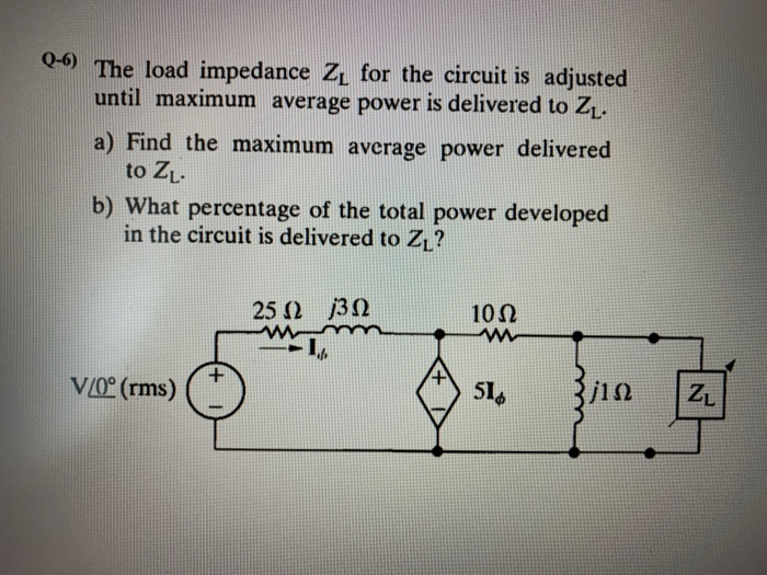 Solved Q-6) The load impedance Z for the circuit is adjusted | Chegg.com
