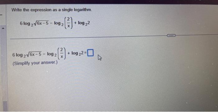 Solved Write the expression as a single logarithm. | Chegg.com