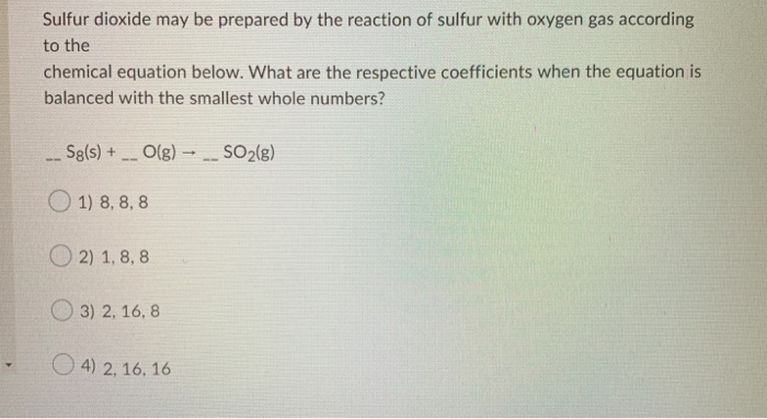 Solved Sulfur dioxide may be prepared by the reaction of | Chegg.com