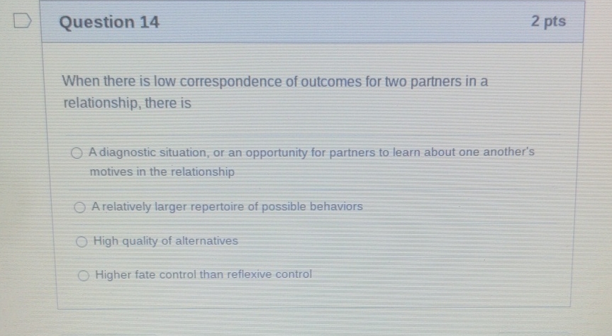 Solved Question 142 ﻿ptsWhen there is low correspondence of | Chegg.com