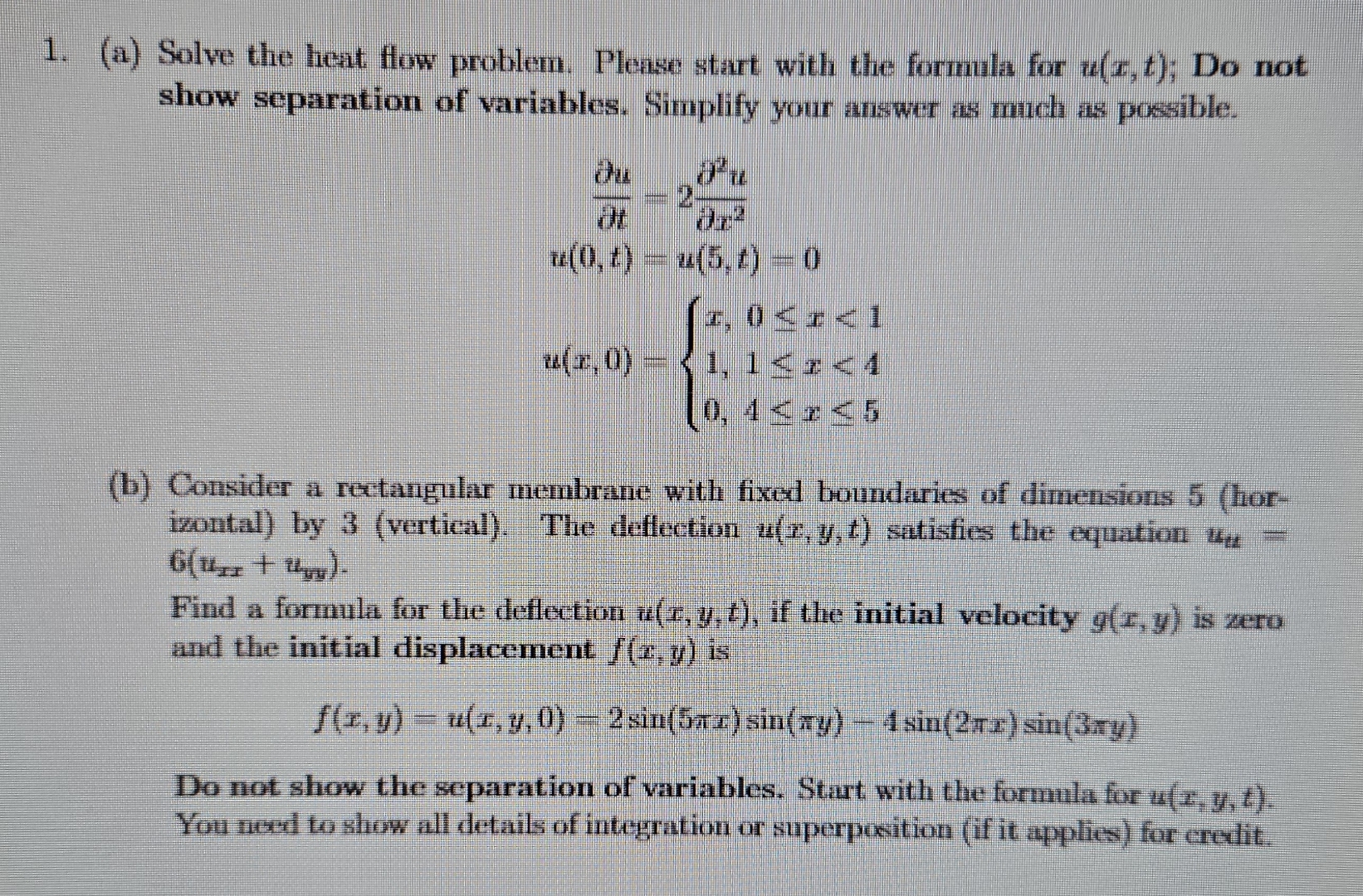 Solved (a) ﻿Solve the heat flow problem. Please start with | Chegg.com