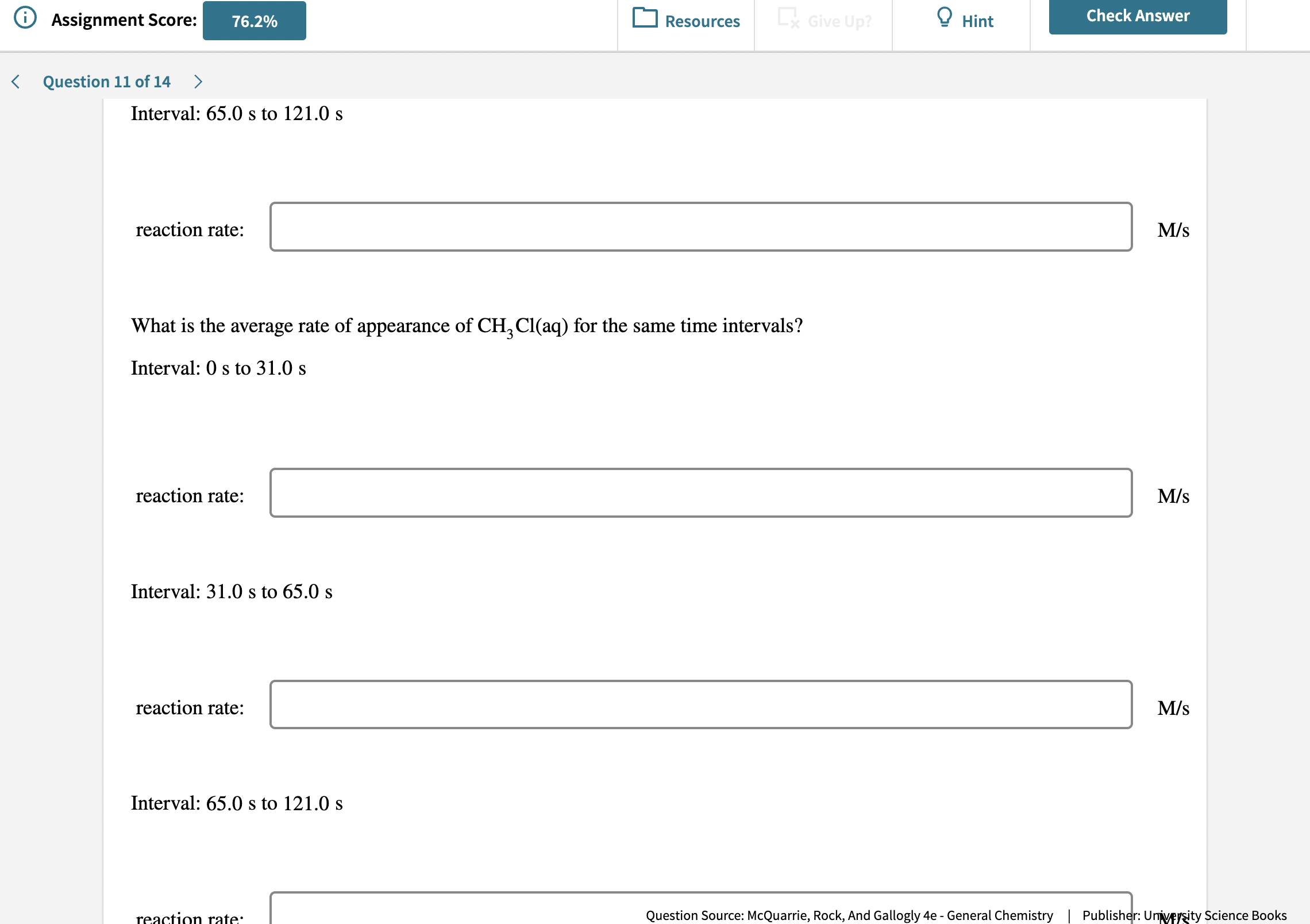 Solved Interval: 65.0s ﻿to 121.0sreaction rate:What is the | Chegg.com