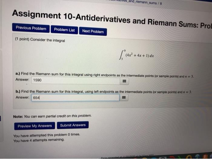 Solved and riemann sums/8 Assignment 10-Antiderivatives and | Chegg.com