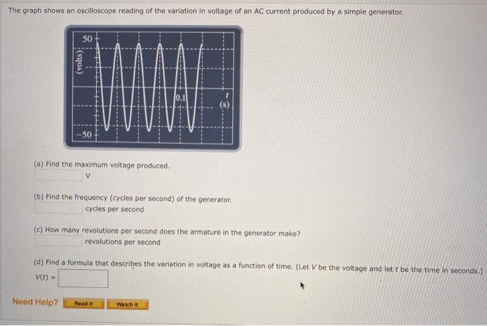 Solved The graph shows an oscilloscope reading of the | Chegg.com