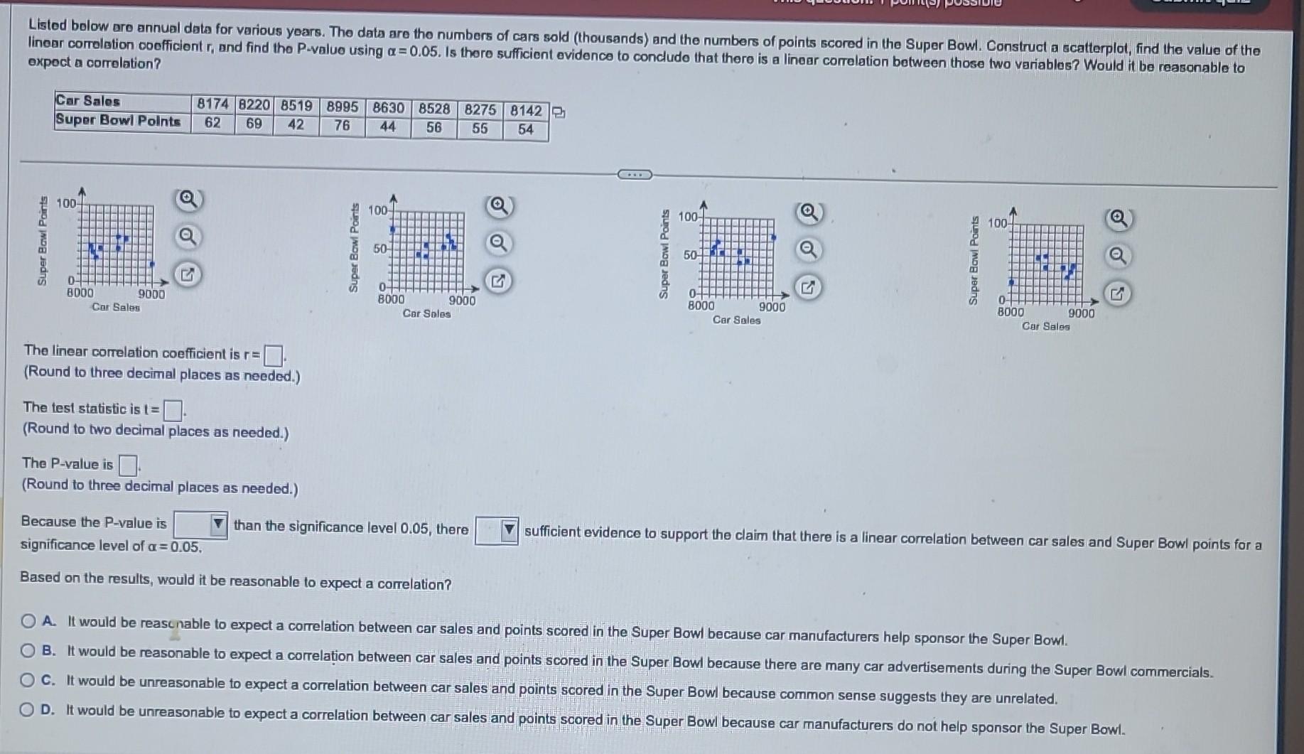 Solved expoct a correlation? The linear correlation | Chegg.com