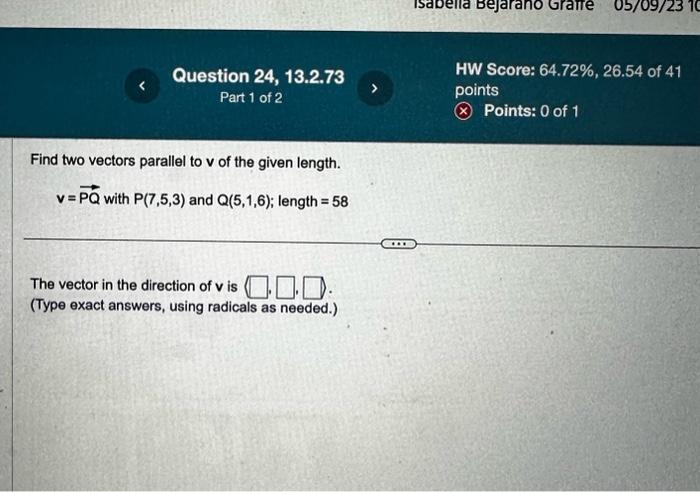 Solved For the vectors u= 5,2,45 and v= 3,1,45 , evaluate | Chegg.com