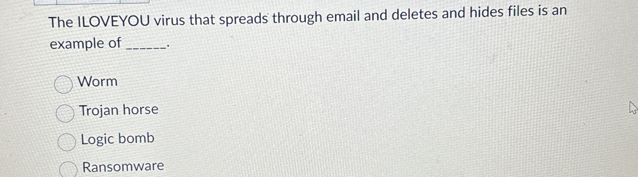 Solved The ILOVEYOU virus that spreads through email and | Chegg.com
