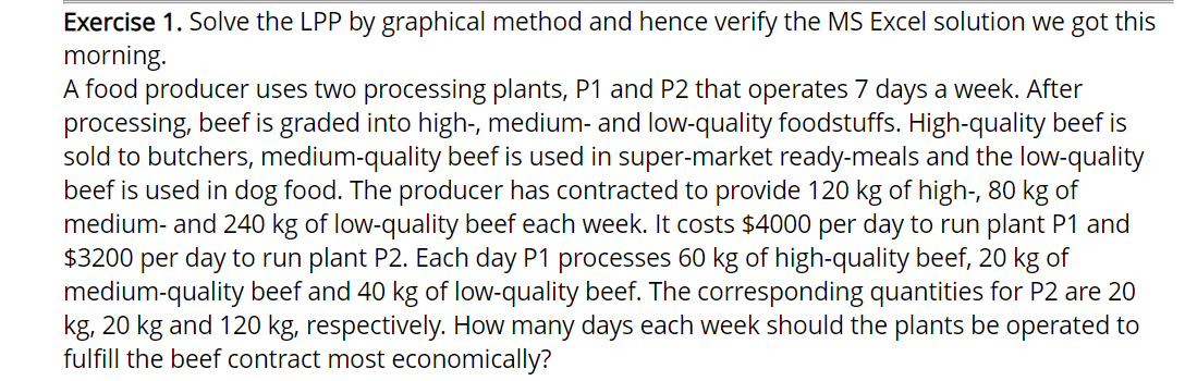 Solved Exercise 1. ﻿Solve the LPP by graphical method and | Chegg.com