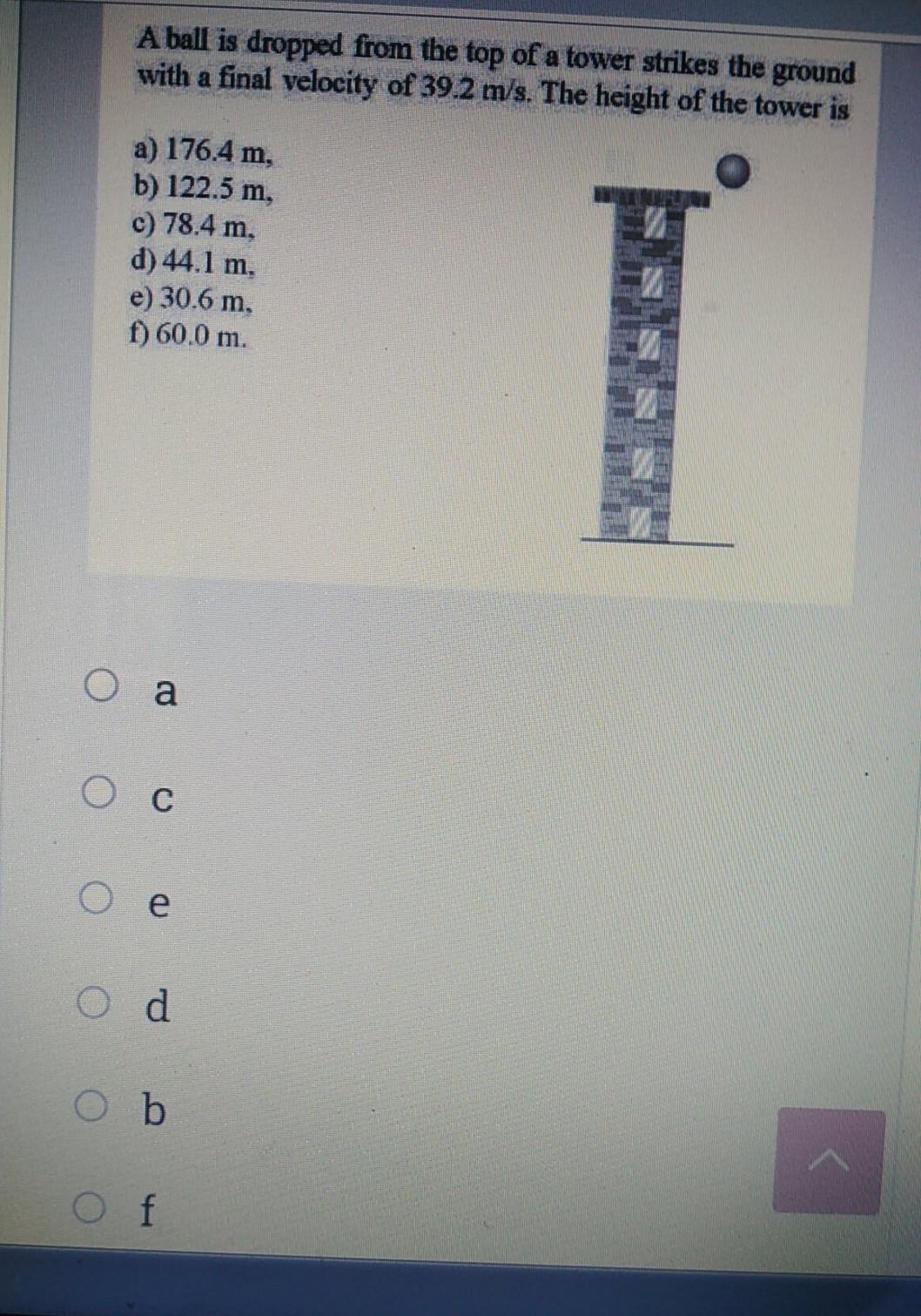 Solved A ball is dropped from the top of a tower strikes the | Chegg.com