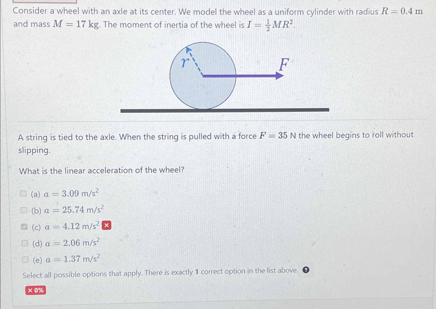 Solved Consider a wheel with an axle at its center. We model | Chegg.com