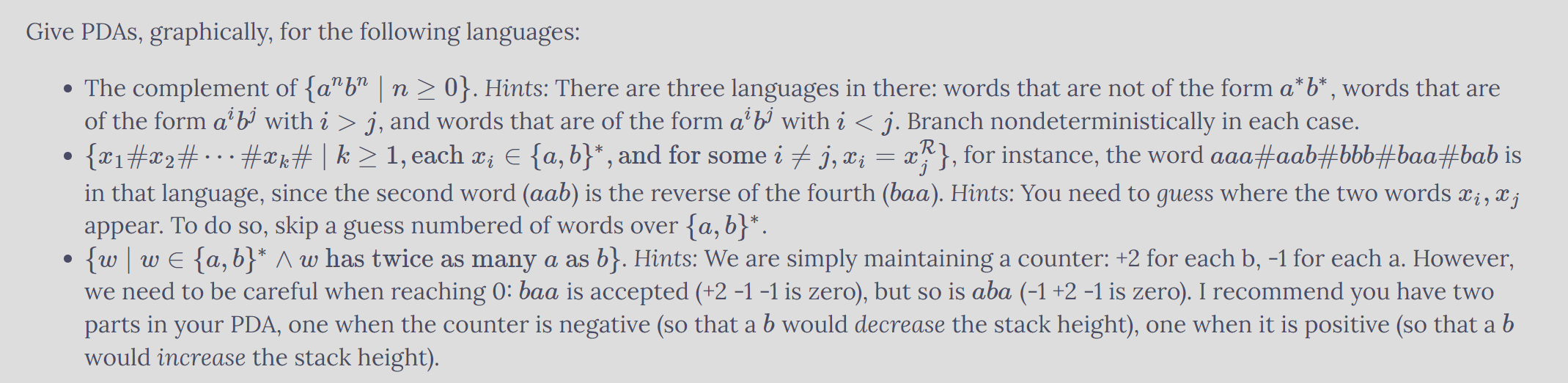Give PDAs, graphically, for the following | Chegg.com