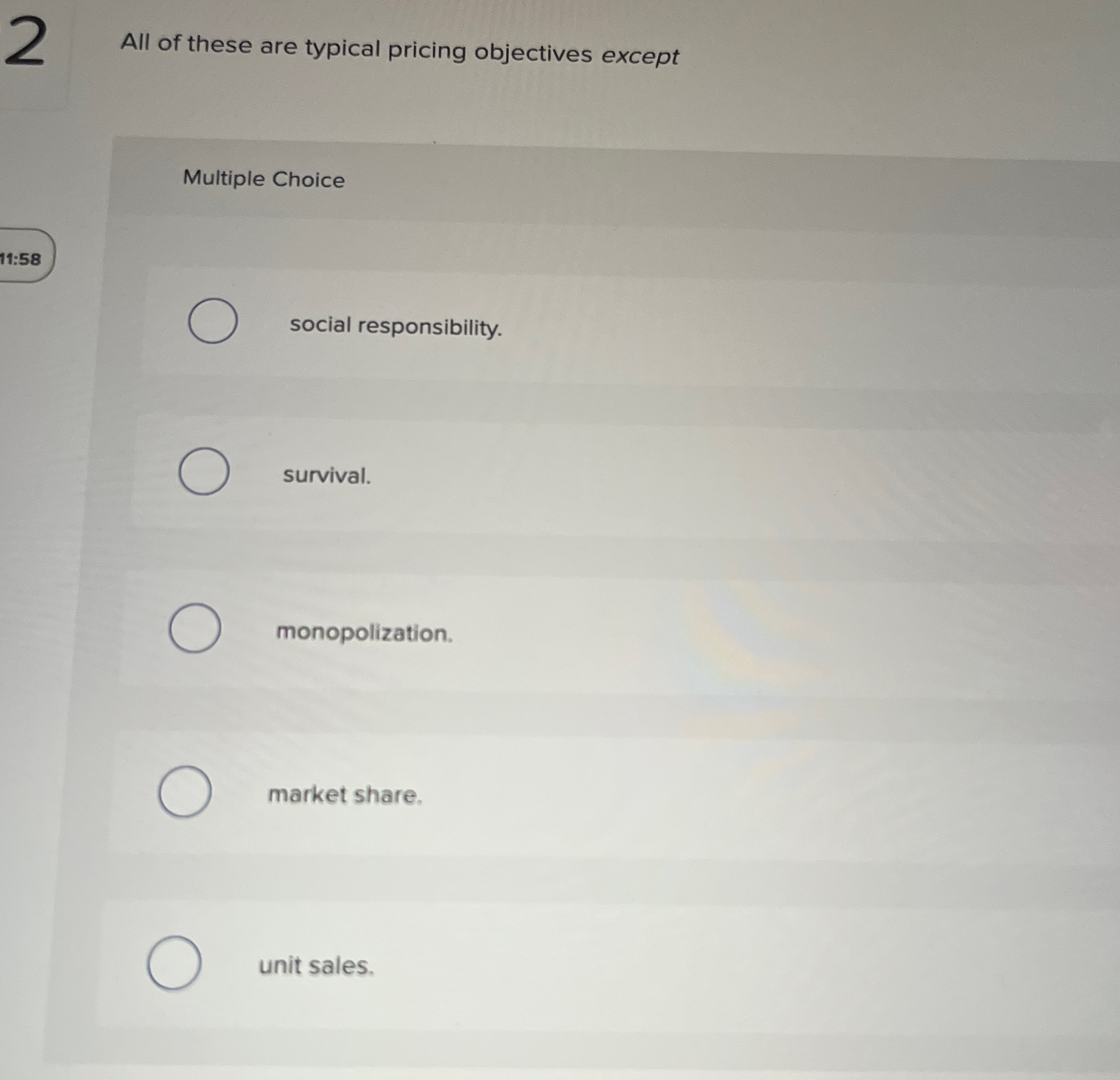 Solved 2All of these are typical pricing objectives | Chegg.com