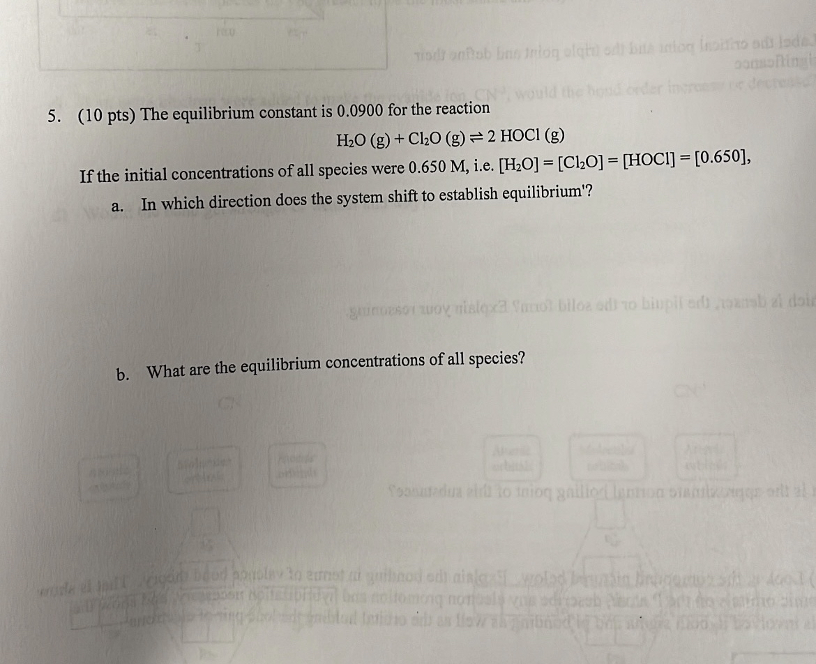 Solved (10 ﻿pts) ﻿The equilibrium constant is 0.0900 ﻿for | Chegg.com