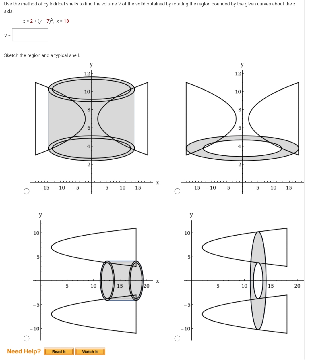 Solved Use the method of cylindrical shells to find the | Chegg.com