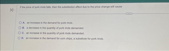 Solved If the price of pork rinds falls, then the | Chegg.com