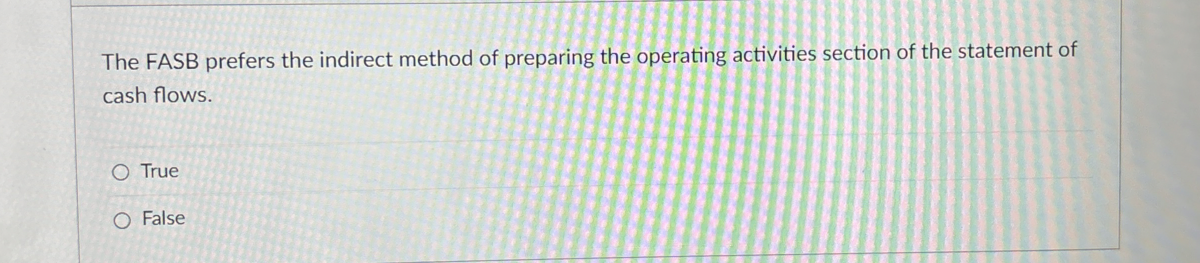 High Quality SOLUTION The FASB prefers the indirect method of preparing the | Chegg.com