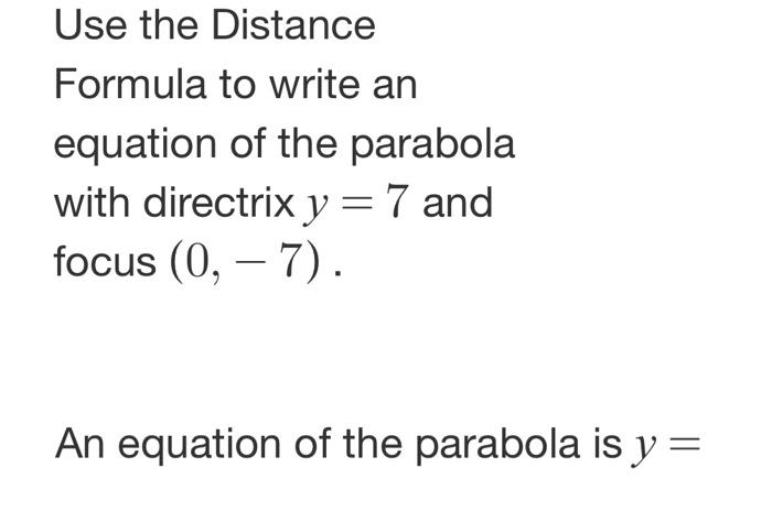 Solved Use the Distance Formula to write an equation of the | Chegg.com