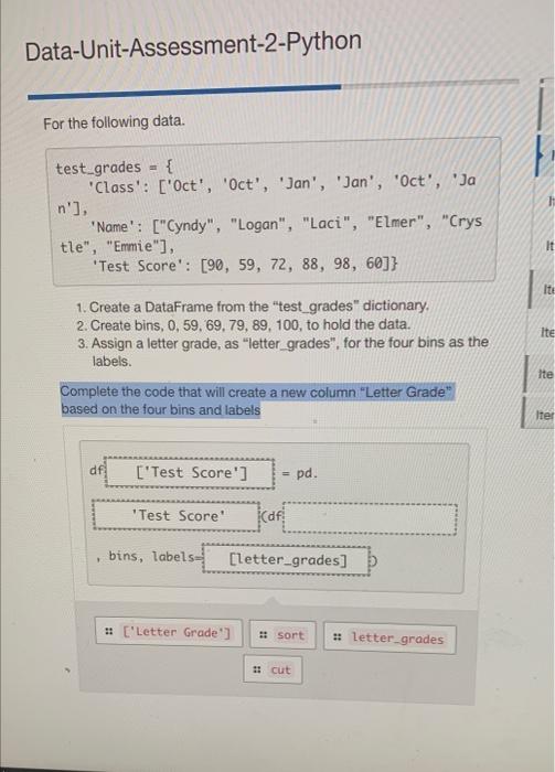 Solved Data-Unit-Assessment-2-Python For the following data. | Chegg.com