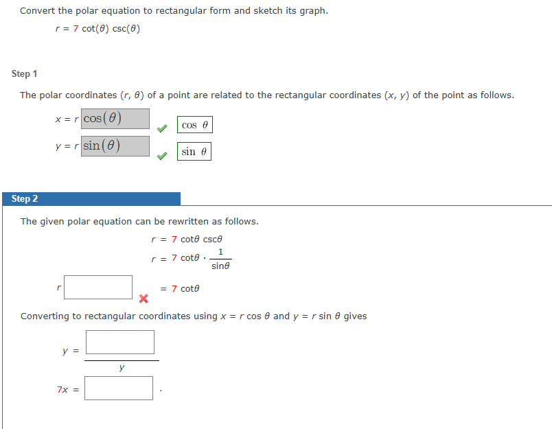 Solved Step 2The given polar equation can be rewritten as | Chegg.com