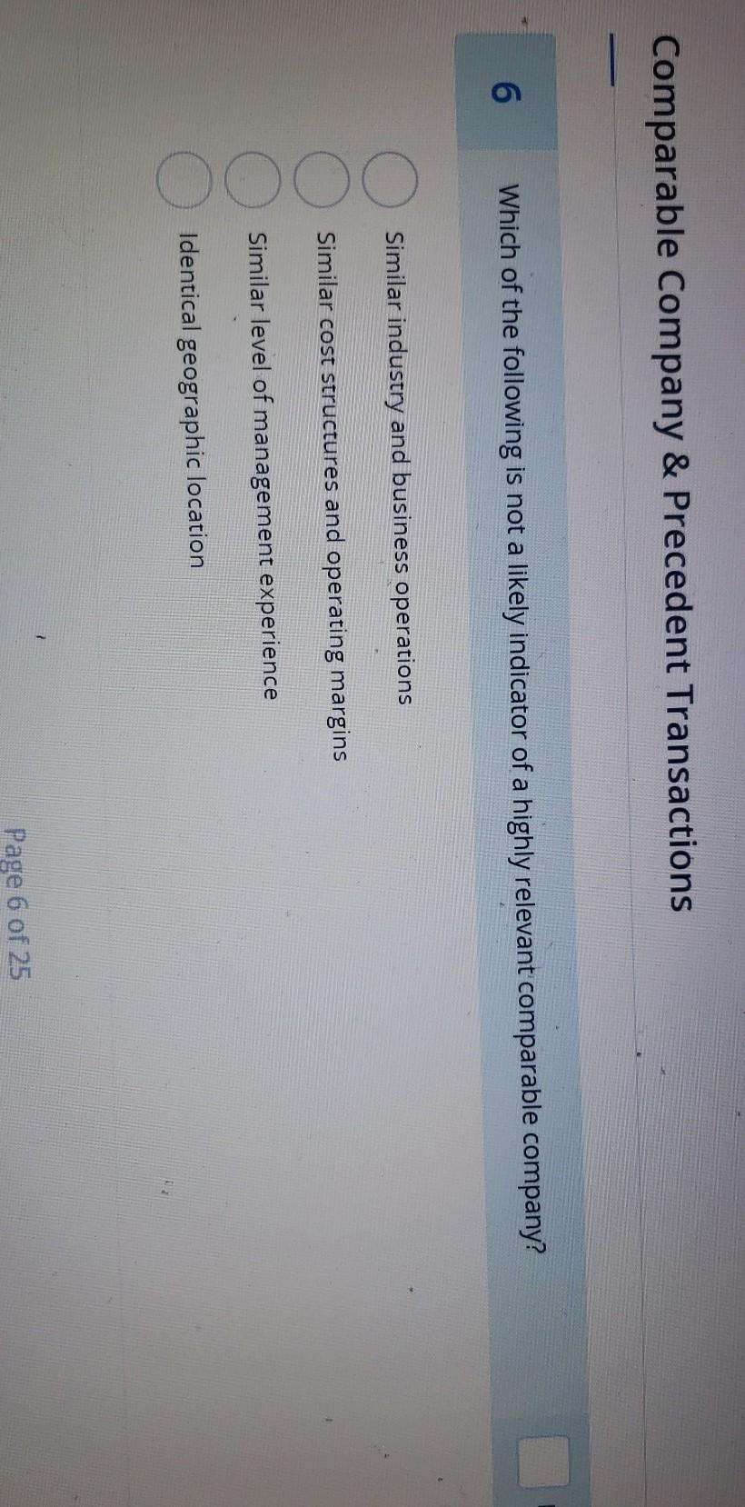 Solved Comparable Company & Precedent Transactions 6 Which | Chegg.com