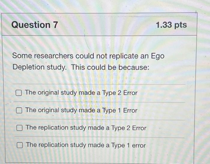 Solved Some researchers could not replicate an Ego Depletion | Chegg.com