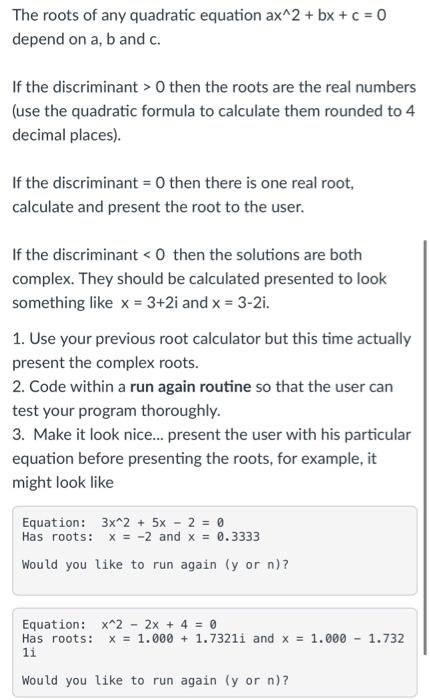 Solved The roots of any quadratic equation ax∧2+bx+c=0 | Chegg.com