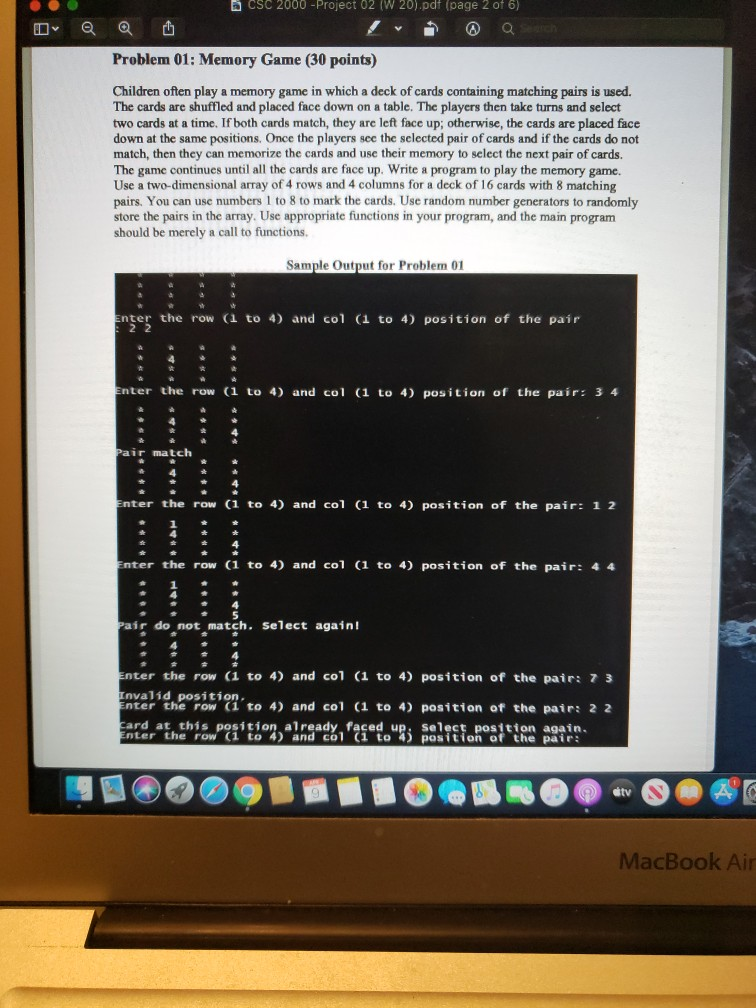Solved Csc 2000 Project 02 W 20 Pdf Page 2 Of 6 D Qq