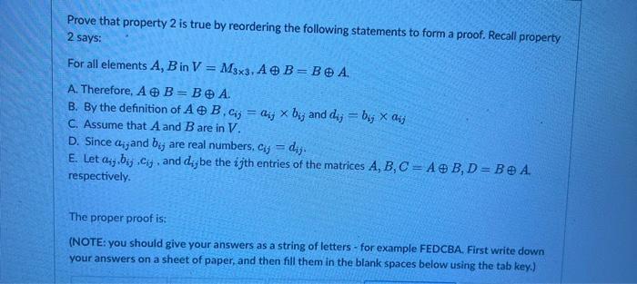 Solved Prove that property 2 is true by reordering the | Chegg.com