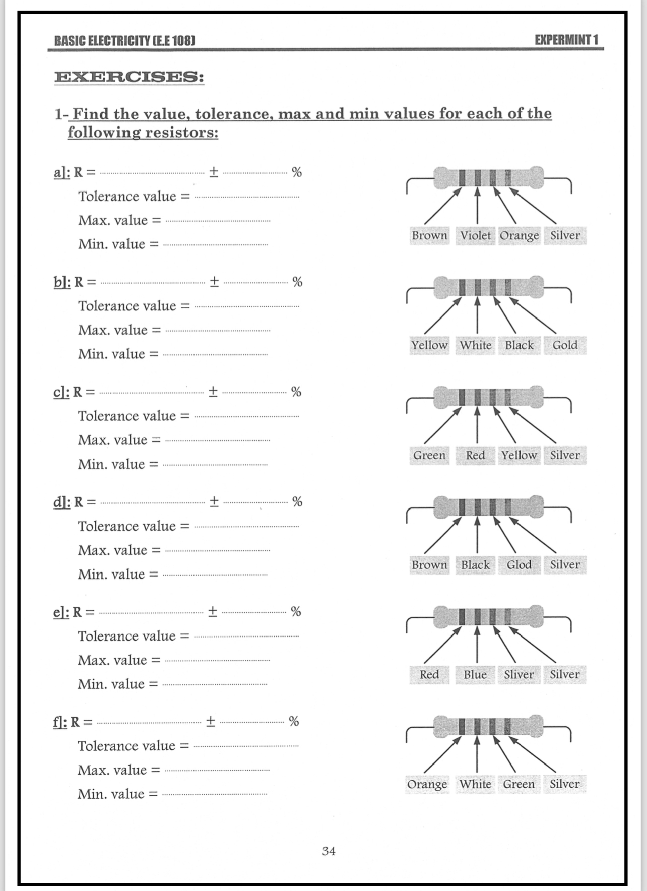 Solved BASIC ELECTRICITY [E.E 108]EXPERIINT | Chegg.com