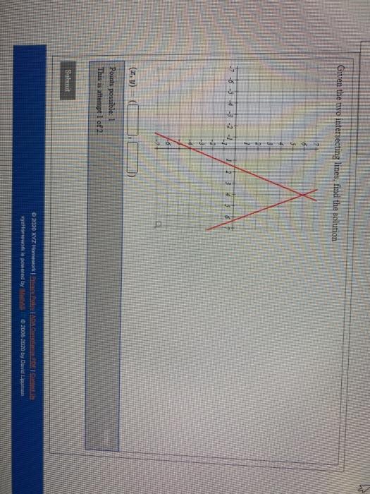 Solved Given the two intersecting lines, find the solution | Chegg.com