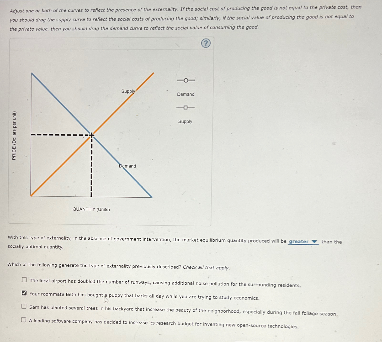 Solved Adjust one or both of the curves to reflect the | Chegg.com