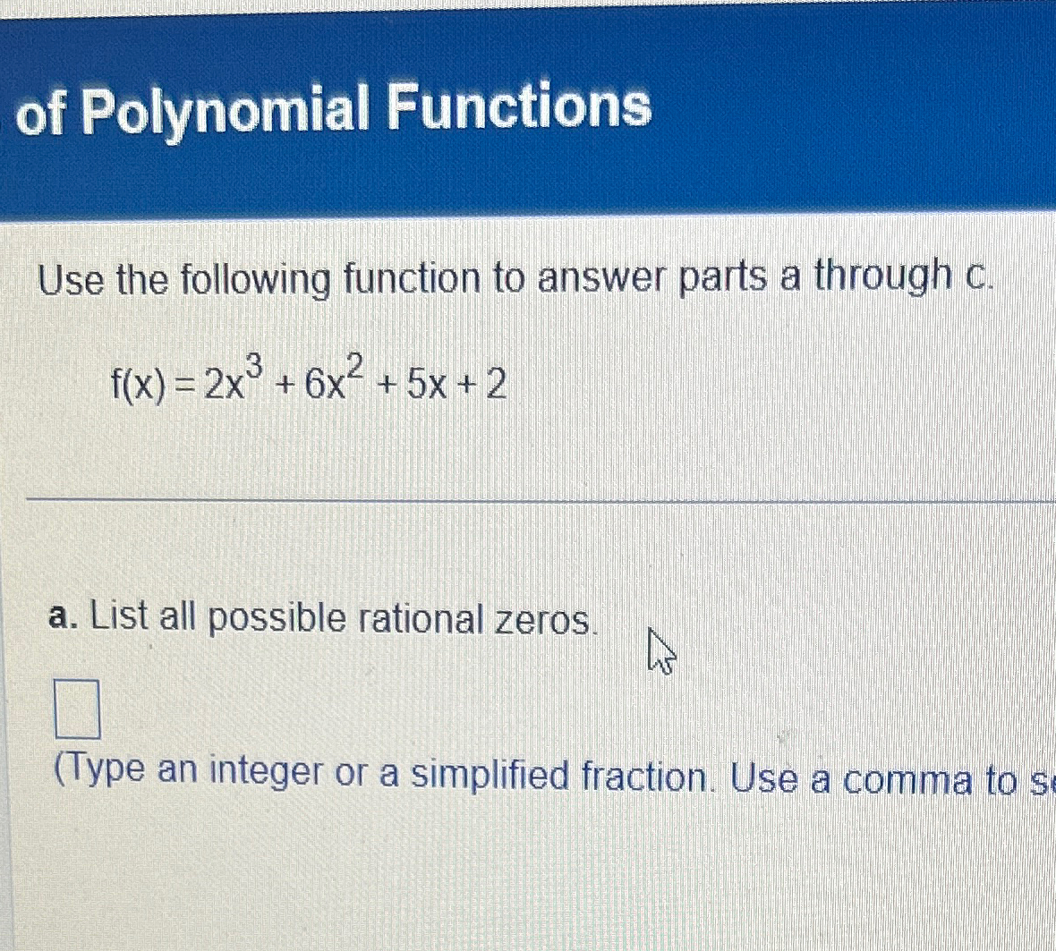 Solved of Polynomial FunctionsUse the following function to | Chegg.com