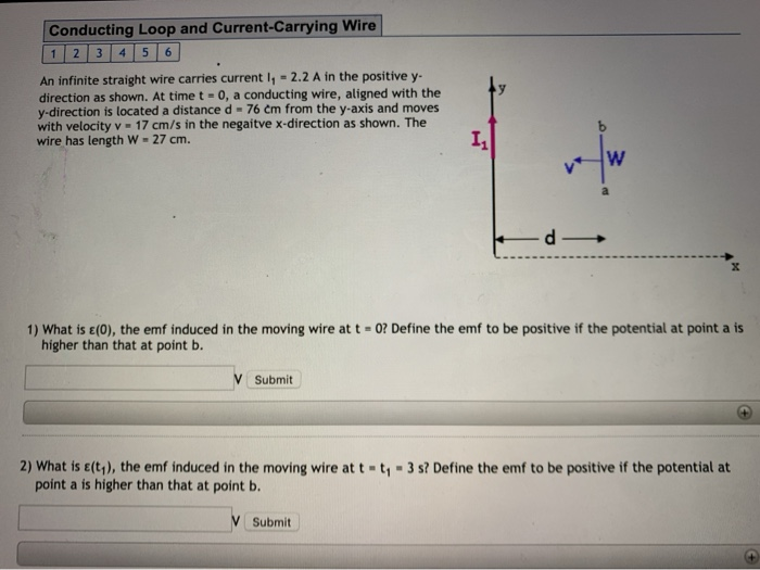 Solved Conducting Loop and Current-Carrying Wire 1 2 3 4 5 6 | Chegg.com