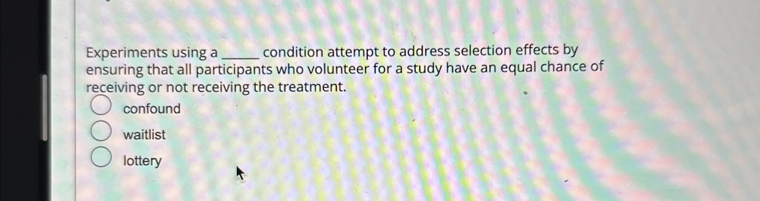 Solved Experiments using a q, ﻿condition attempt to address | Chegg.com