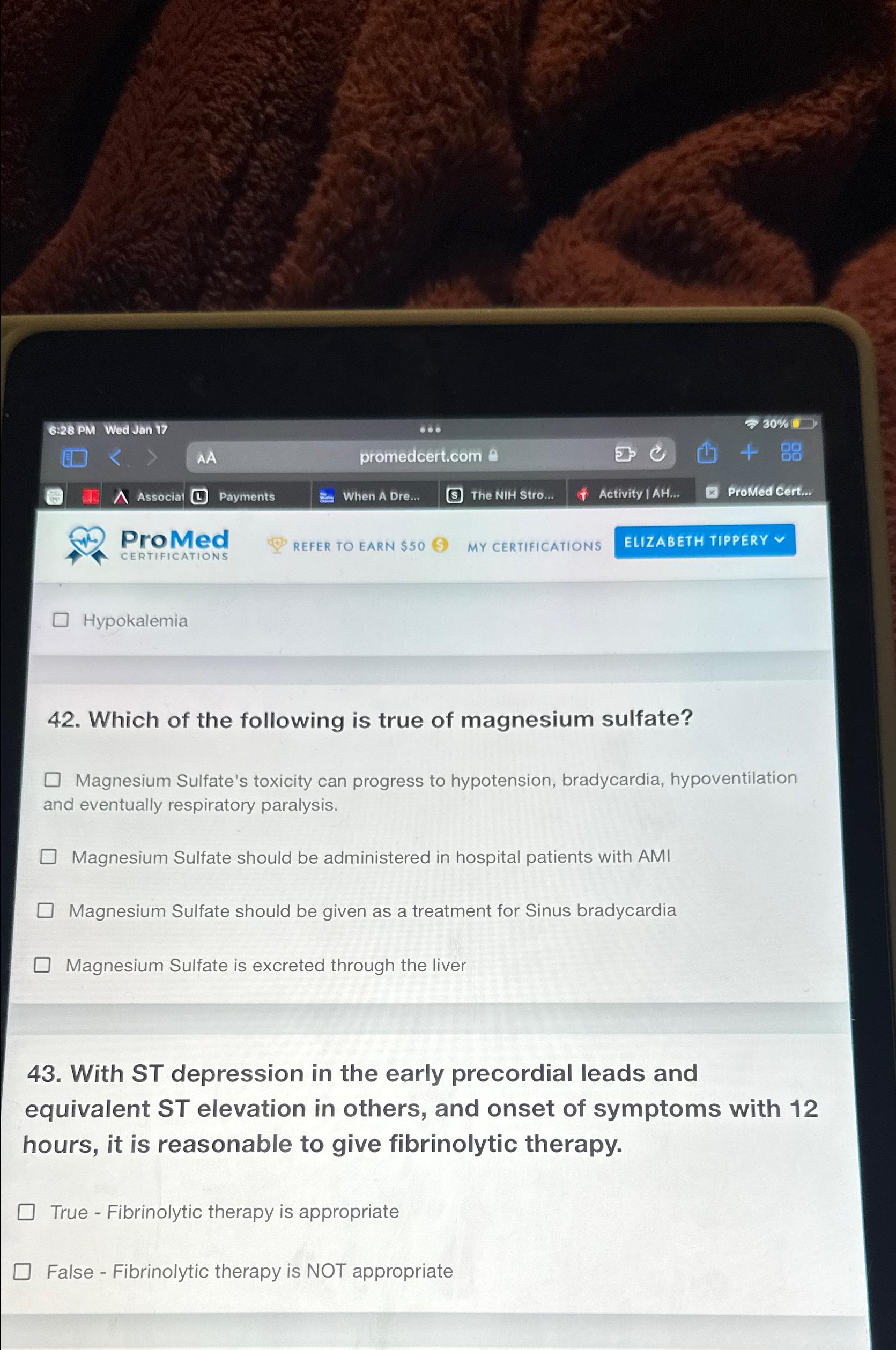 Solved ProMedCERTIFICATIONS(5) ﻿REFER TO EARN $50 ﻿MY | Chegg.com