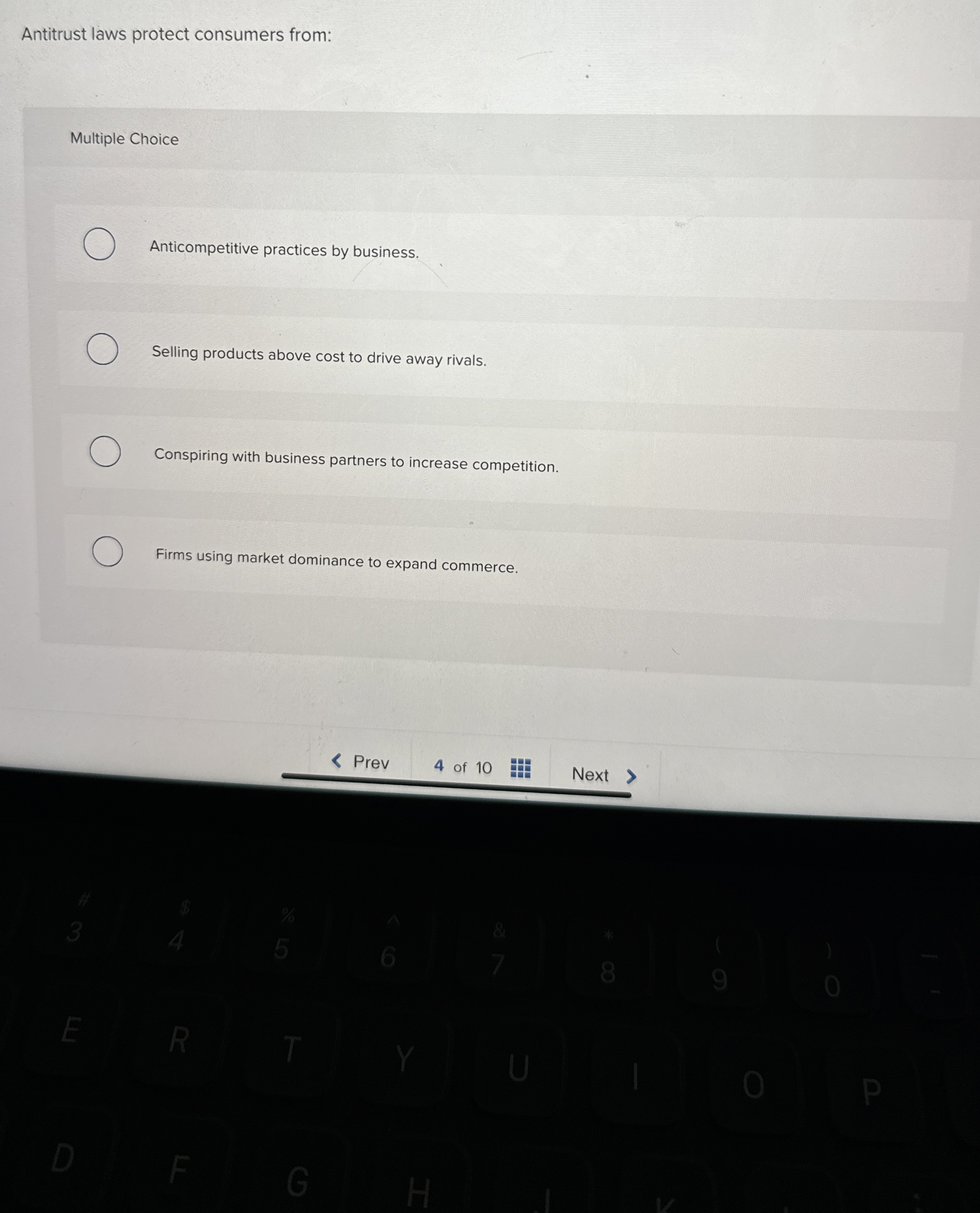Solved Antitrust laws protect consumers from:Multiple | Chegg.com