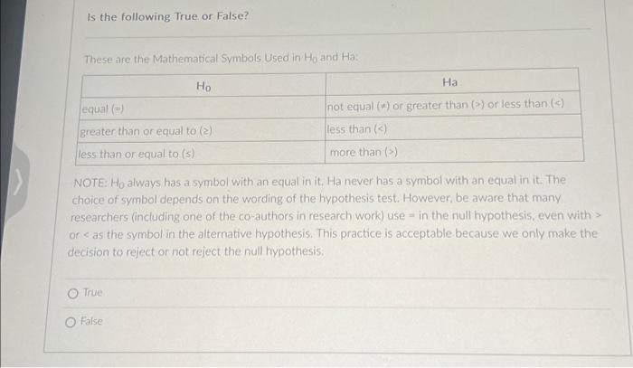 Solved Is the following True or False? These are the | Chegg.com