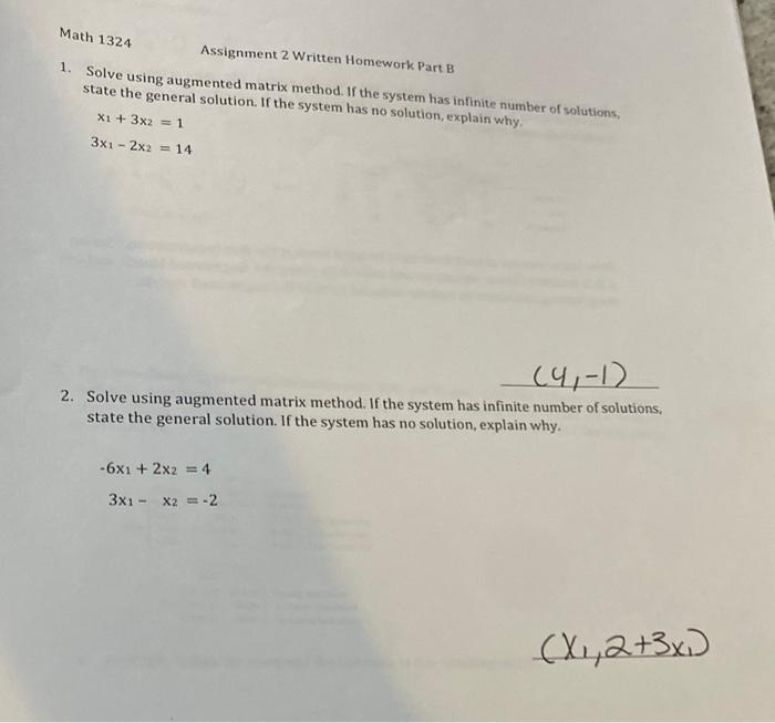 Solved Math 1324 Assignment 2 Written Homework Part B 1. | Chegg.com