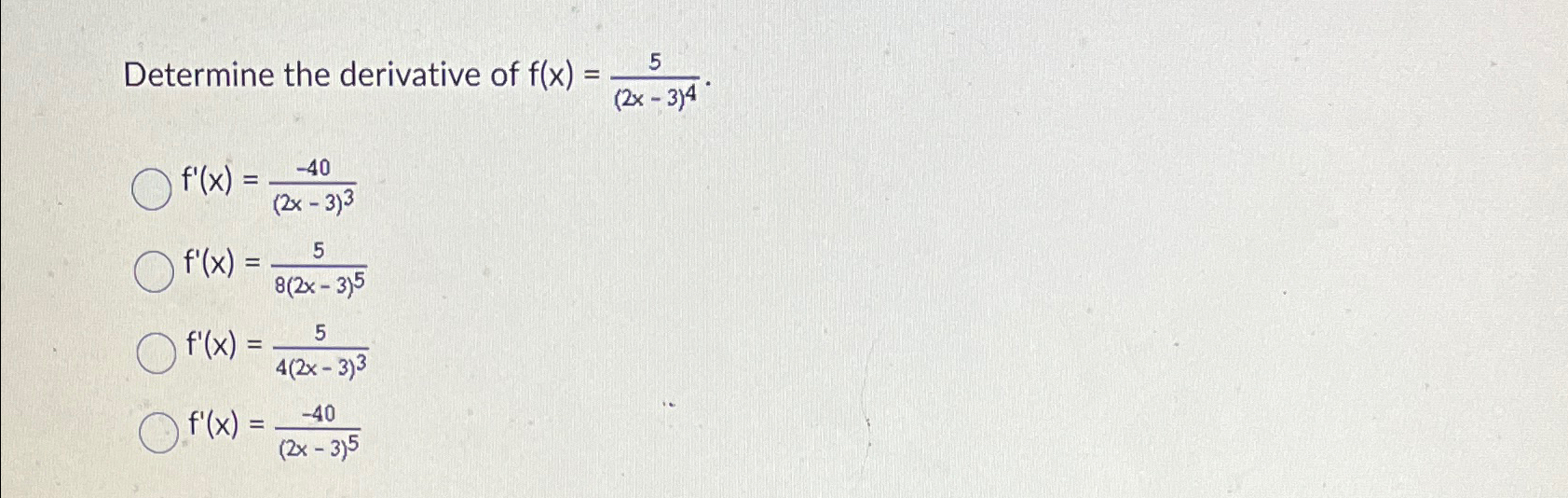 Solved Determine the derivative of | Chegg.com