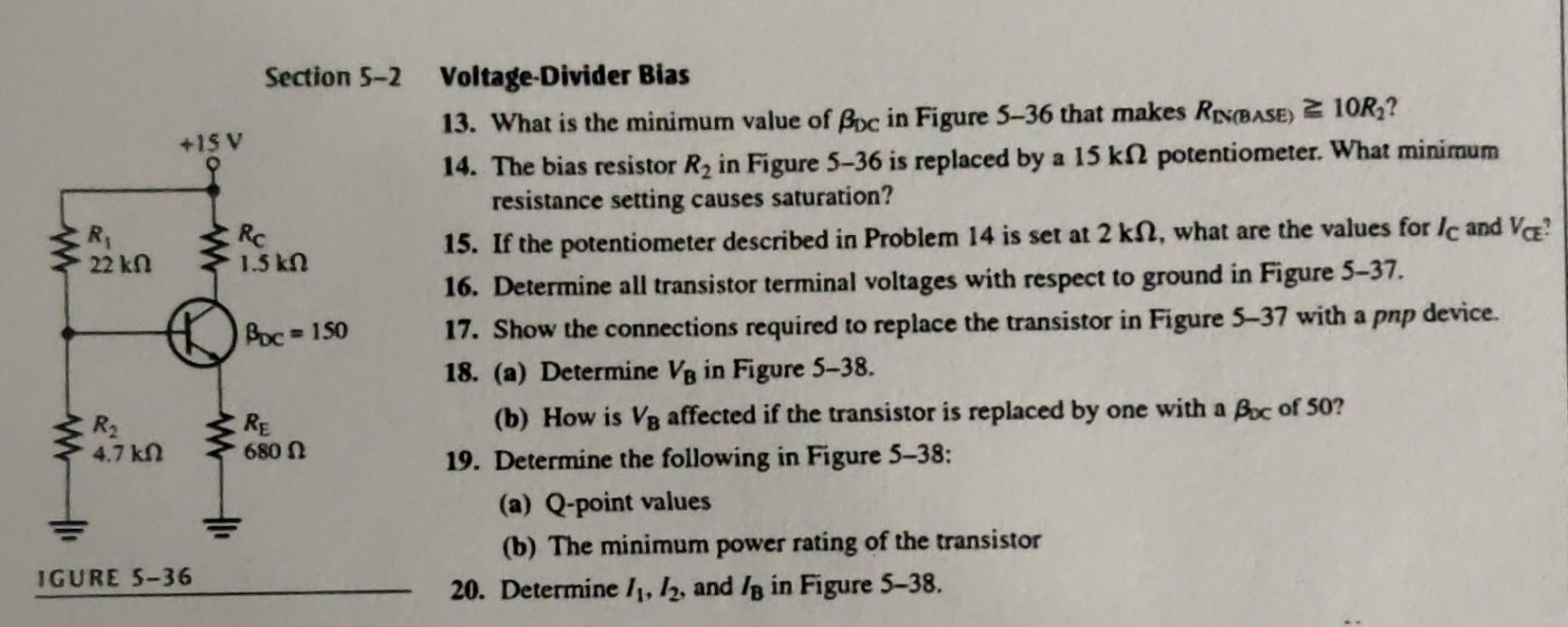 Solved Section 5-2 Voltage-Divider Bias 13. What is the | Chegg.com
