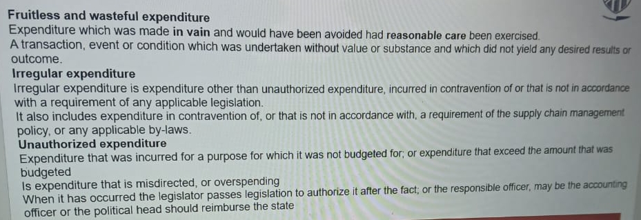 Fruitless and wasteful expenditureExpenditure which | Chegg.com