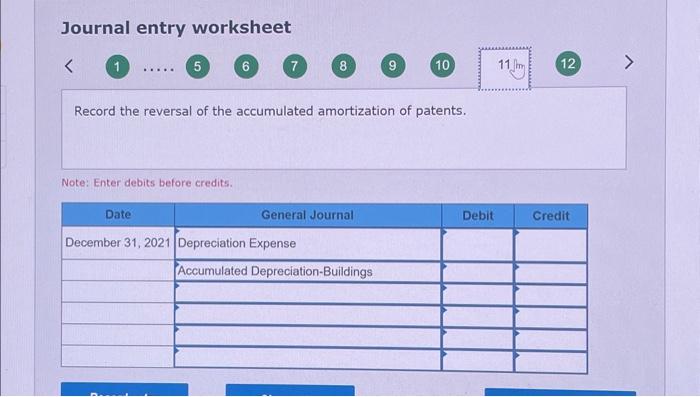 Solved Journal entry worksheet Record the Patent | Chegg.com