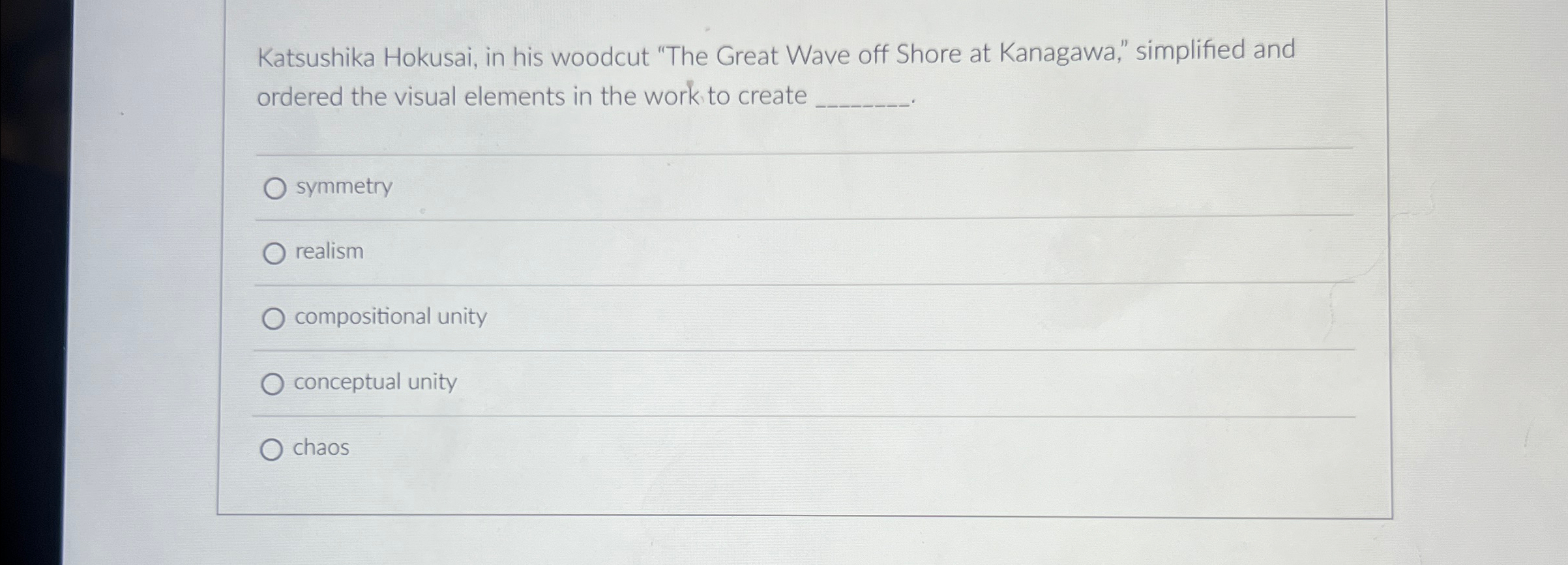 Solved Katsushika Hokusai, in his woodcut "The Great Wave | Chegg.com