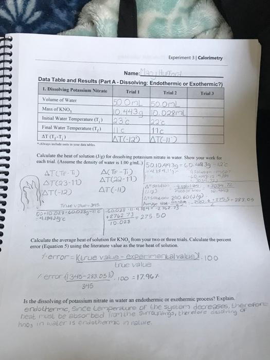 Data Table and Results (Part B - Specific Heat of a | Chegg.com