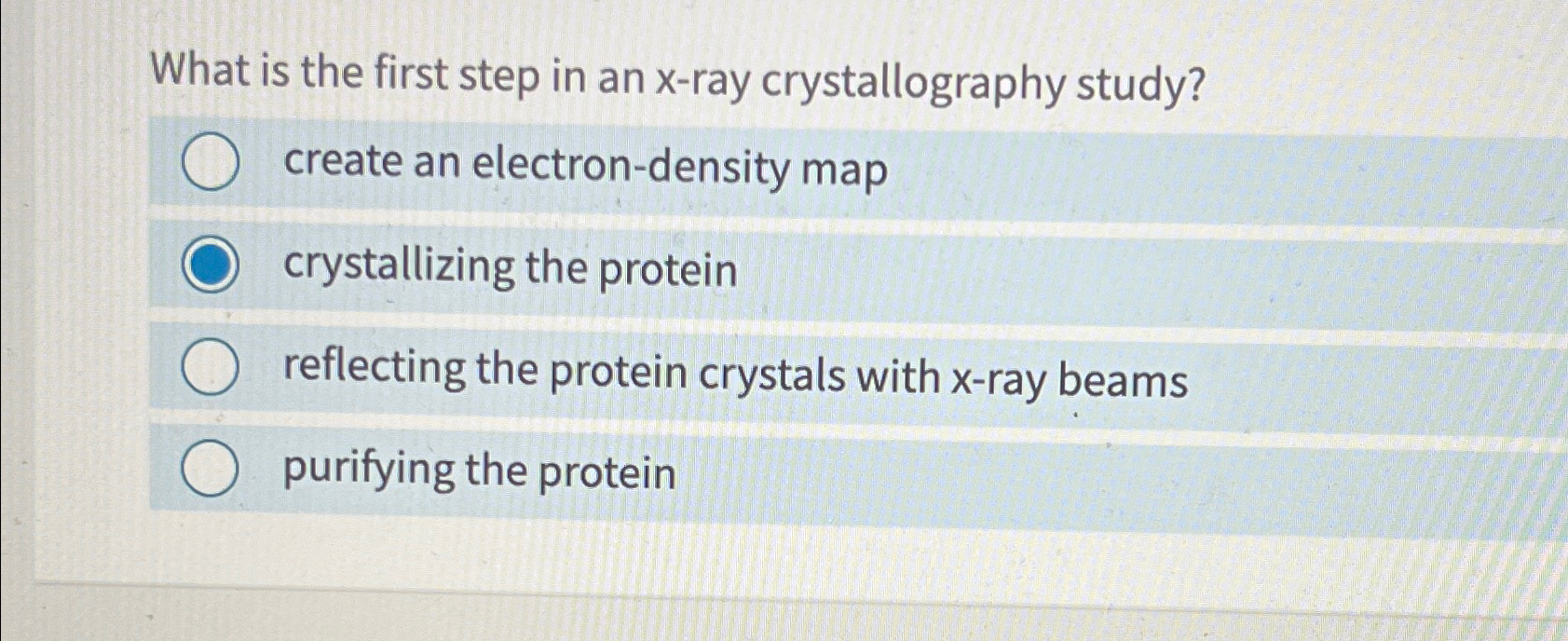 Solved What is the first step in an x-ray crystallography | Chegg.com