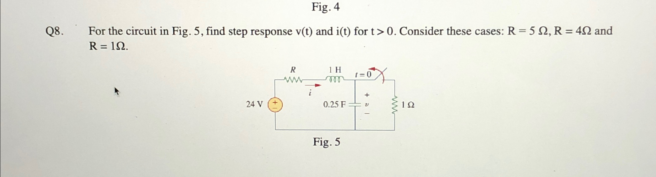 Solved Fig. 4Q8. ﻿For the circuit in Fig. 5, ﻿find step | Chegg.com