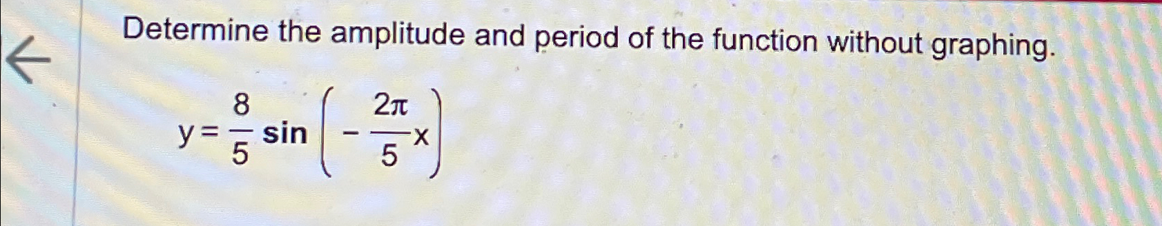 Solved Determine the amplitude and period of the function | Chegg.com