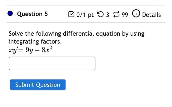 Solved Solve the following differential equation by using | Chegg.com